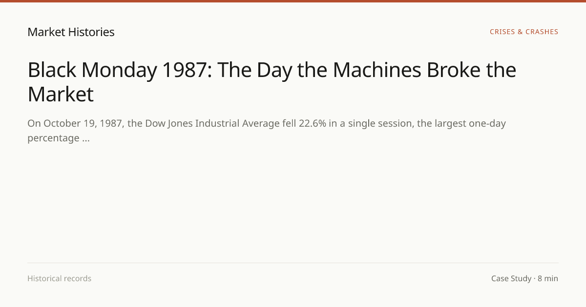 Black Monday 1987: The Day the Machines Broke the Market | Market Histories