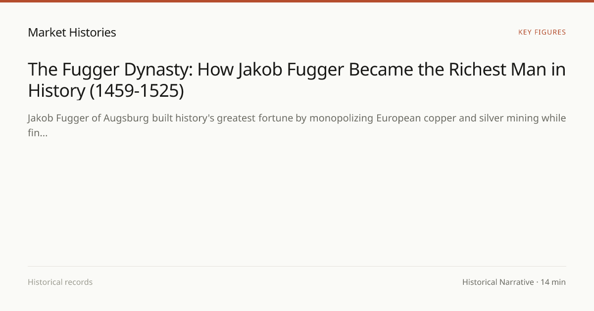 The Fugger Dynasty: How Jakob Fugger Became the Richest Man in History ...